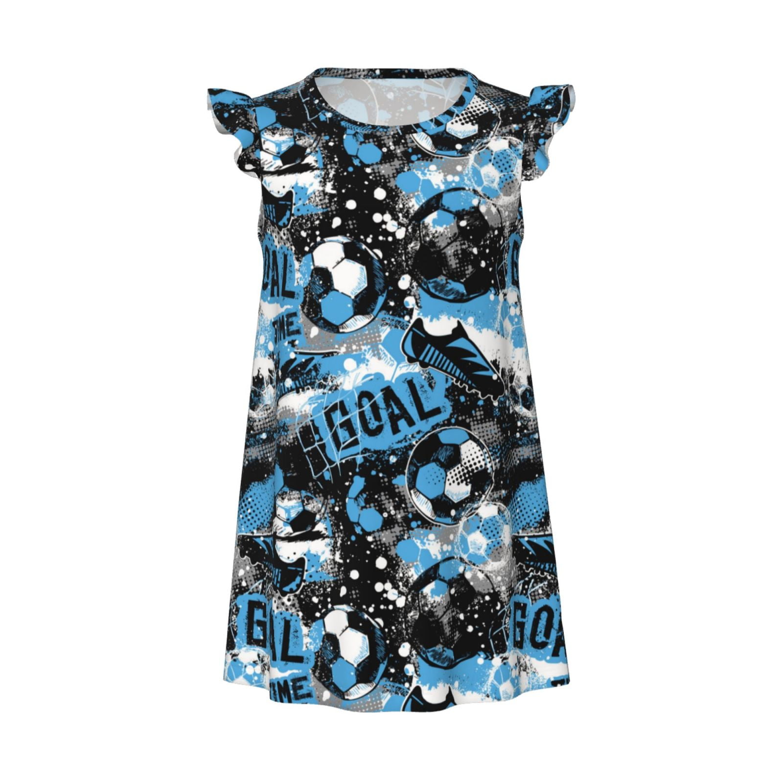 Girls Nightgowns - soccer Football ball goal blue Soft Comfort Flutter ...