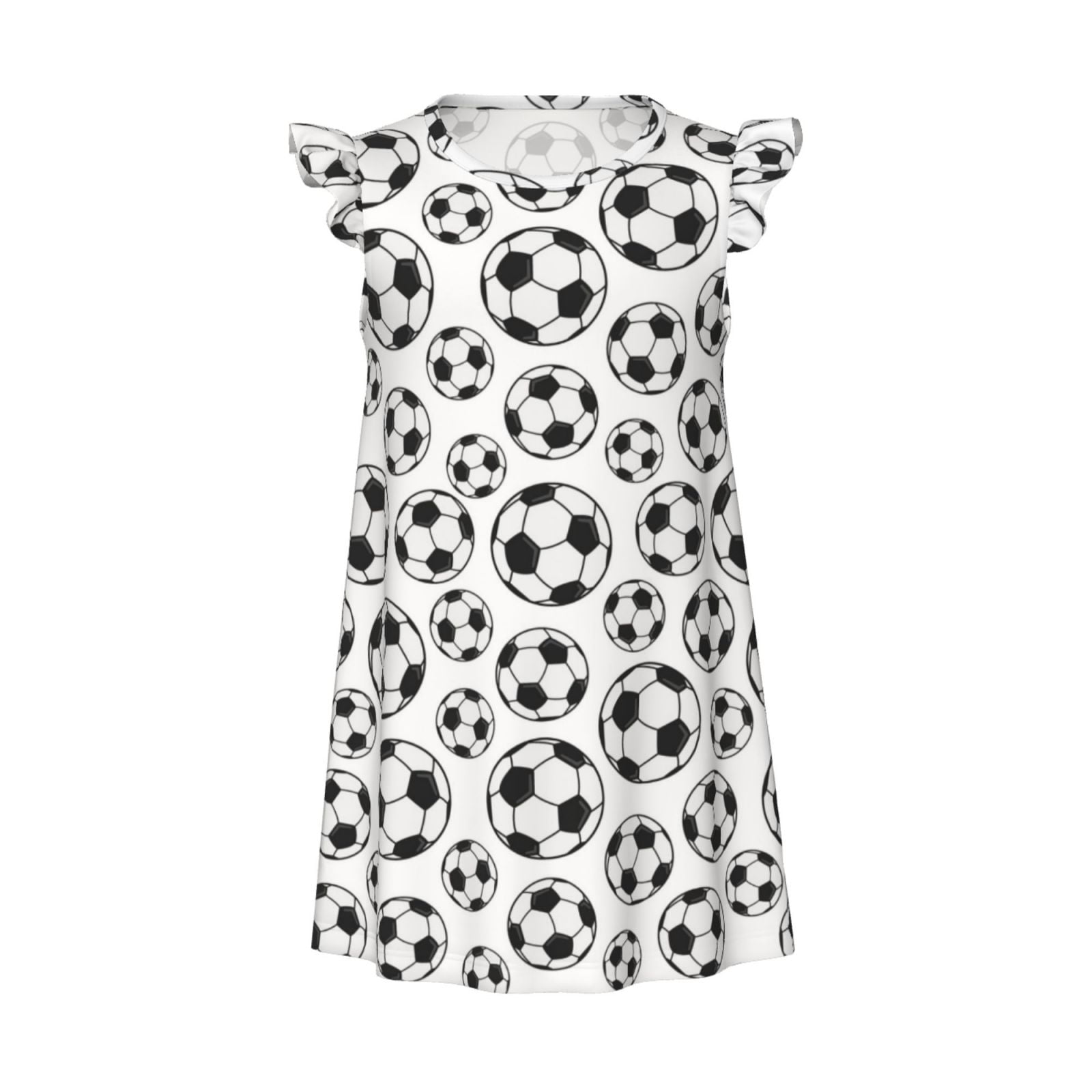 Girls Nightgowns - soccer football balls white Soft Comfort Flutter ...