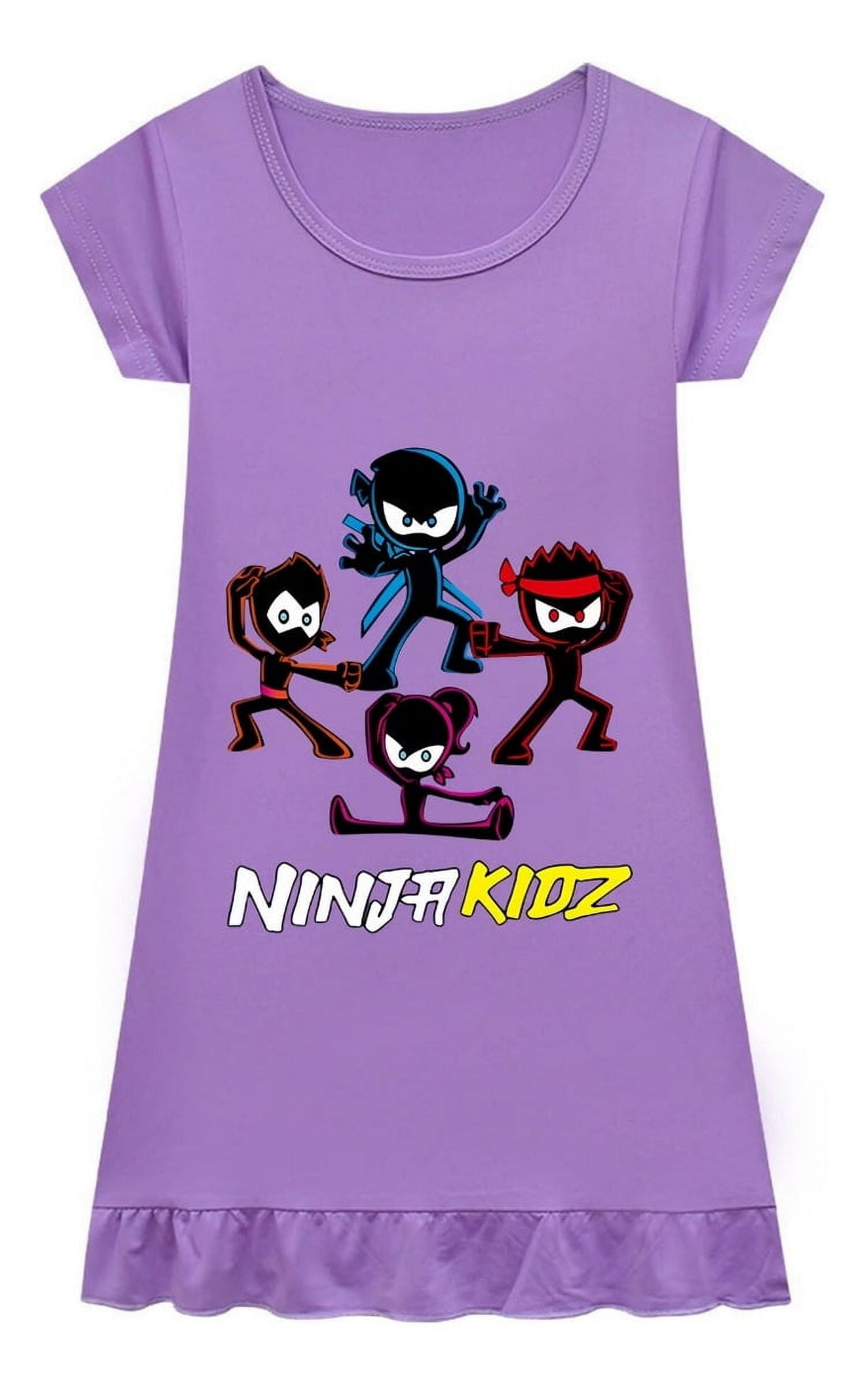 Girls Ninja Kidz Sleepwear – Pink Nightdress with Cool Cartoon Print ...