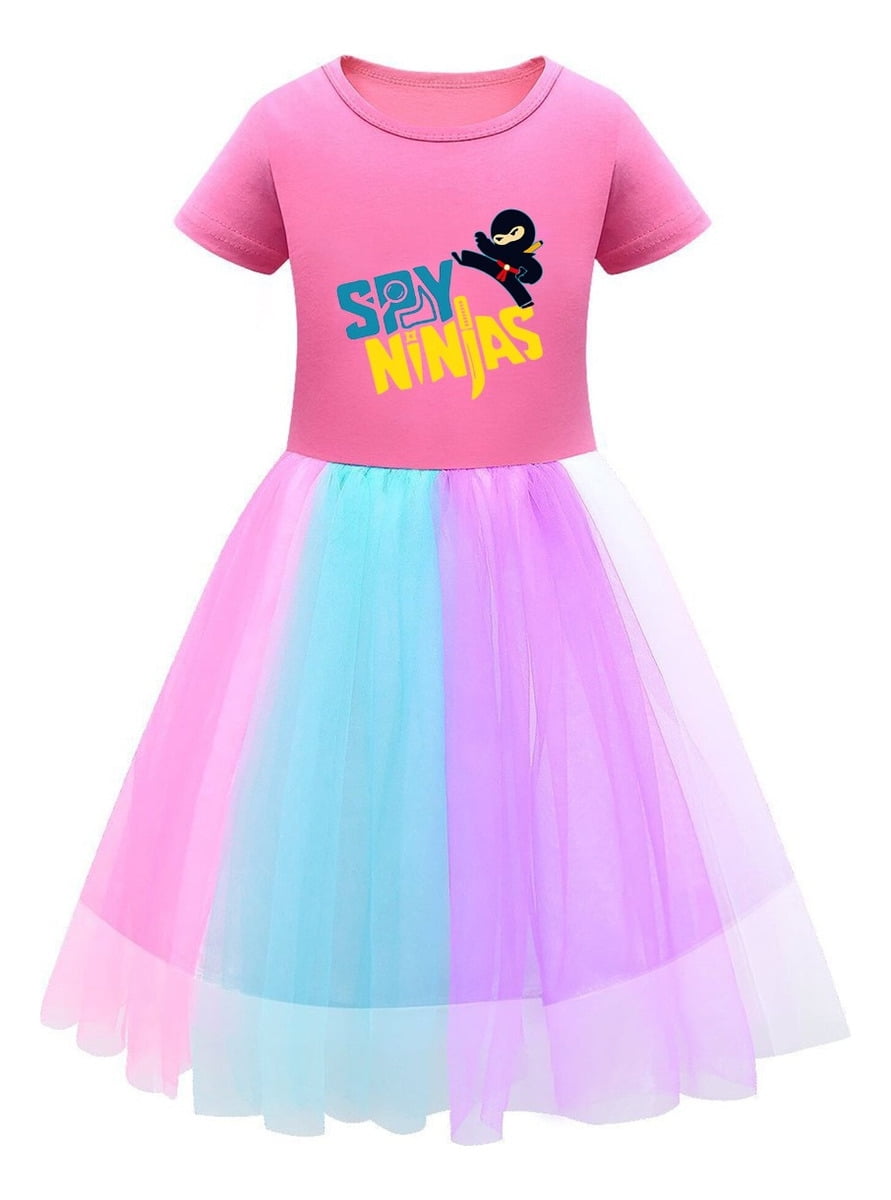 Girls Ninja Kidz Summer – Rainbow Tulle Skirt and Cartoon Top – Bright ...