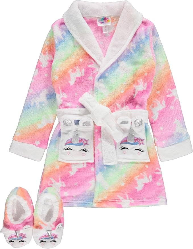 BTween Girls' Unicorn Bathrobe Set - Soft, Cozy, and Fun with Matching ...