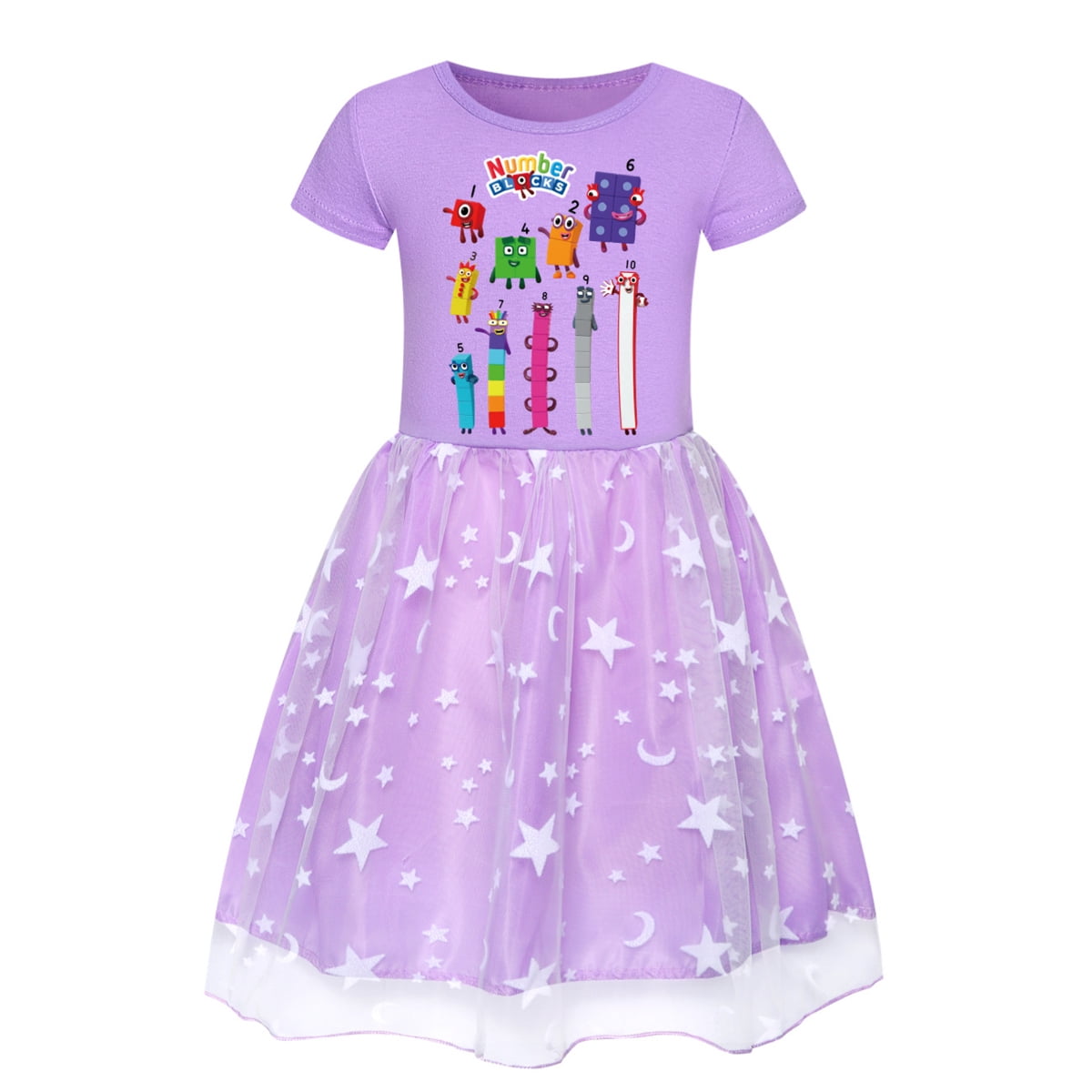 Girls Number Block Anime Fans Cartoon Graphics Casual Tutu Tulle Dress ...