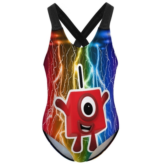 Girls Number Cartoon Show Block (55) One Piece Swimsuits Bathing Suits ...