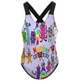 Girls Number Cartoon Show Block One Piece Swimsuits Bathing Suits Cross ...