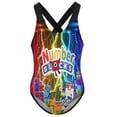 Girls Number Cartoon Show Block One Piece Swimsuits Bathing Suits Cross ...