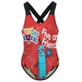 Girls Number Cartoon Show Block One Piece Swimsuits Bathing Suits Cross ...