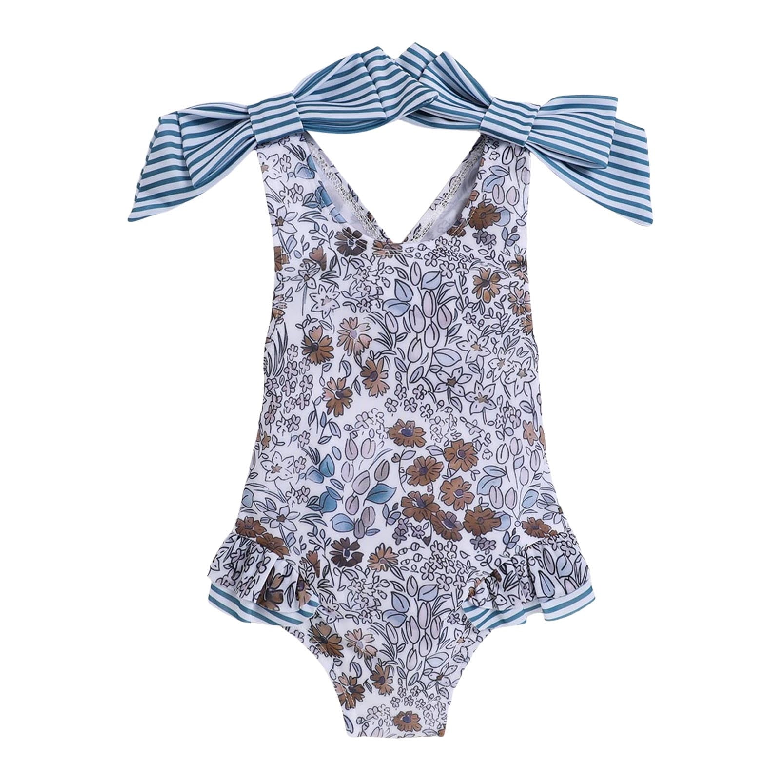 Girls One Piece Swimsuit Hawaiian Tropical Floral Prints Swimwear ...