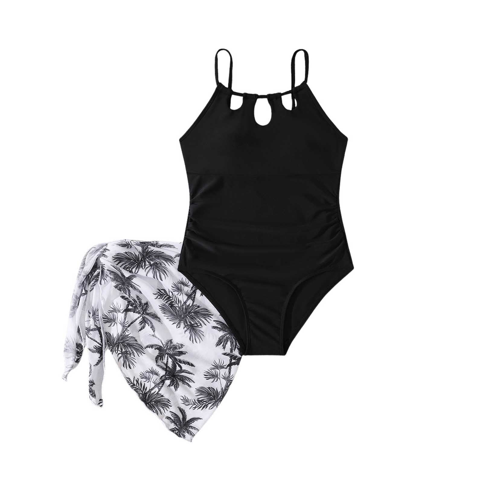 Girls One Piece Swimsuit Summer Coconut Tree Print Sleeveless Hawaiian ...