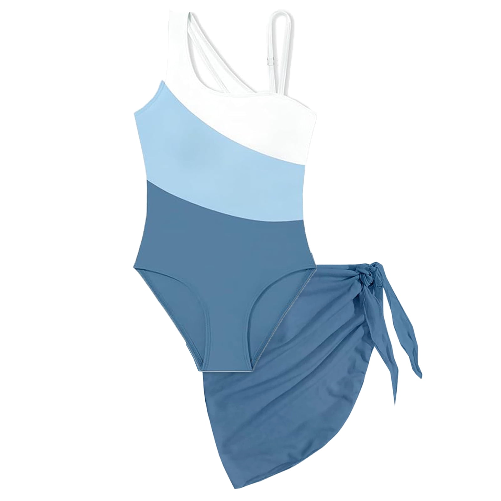 Girls One Piece Swimsuits Color Block One Shoulder Bathing Suit with ...