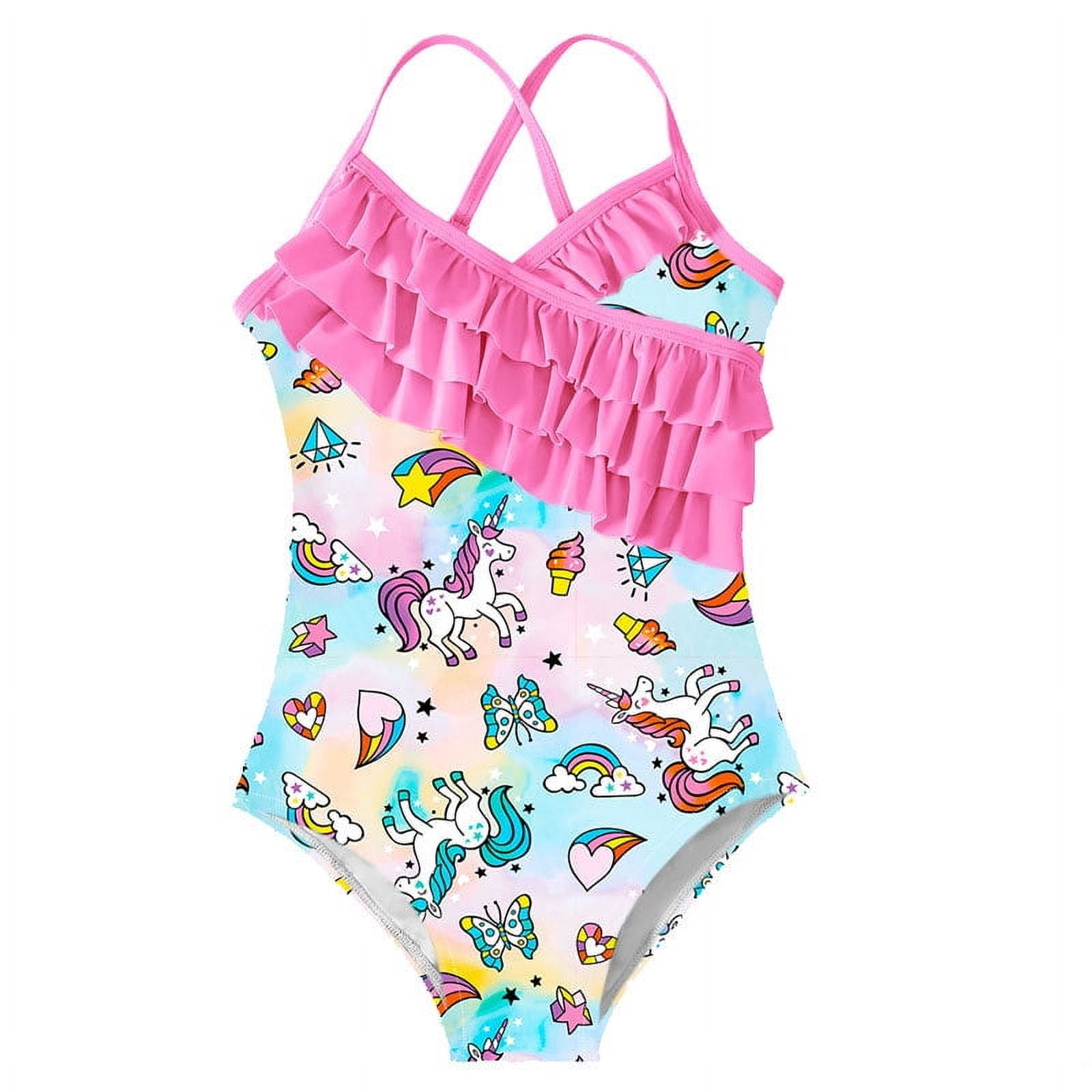 Girls One Piece Swimsuits Hawaiian Ruffle Swimwear Beach Bathing Suit ...
