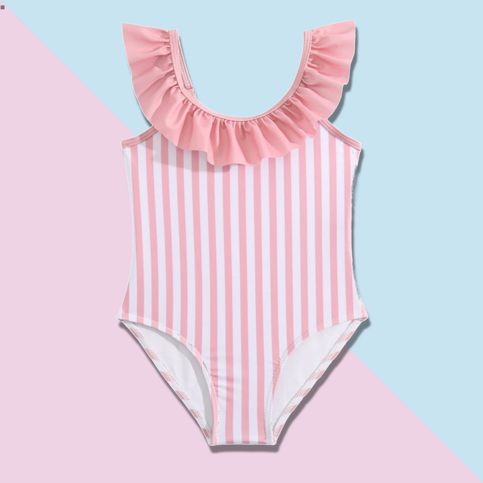 Girls One Piece Swimsuits Kid Girls Swimsuits Summer Ruffle Stripe ...