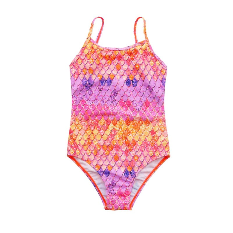 Girls One Piece Swimsuits Mermaid Bathing Suit Kids Beach Swimwear 3-14 ...