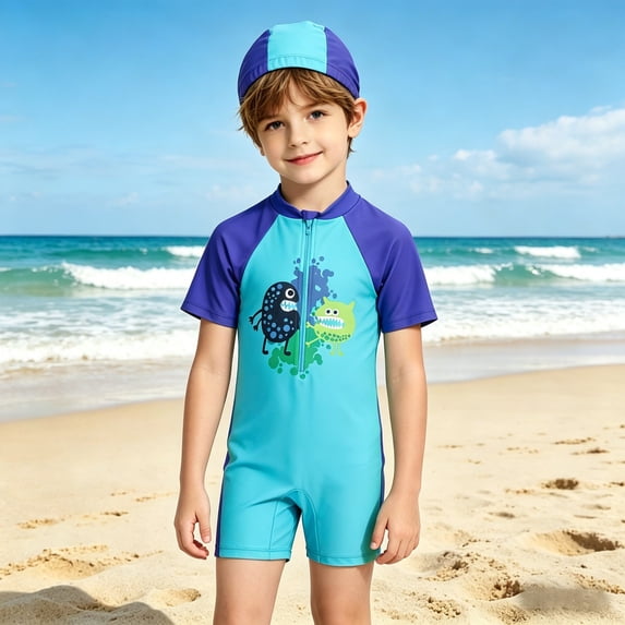 Girls One Piece Swimsuits Ruffle Striped Soft & Lightweigh Upf 50+ One ...