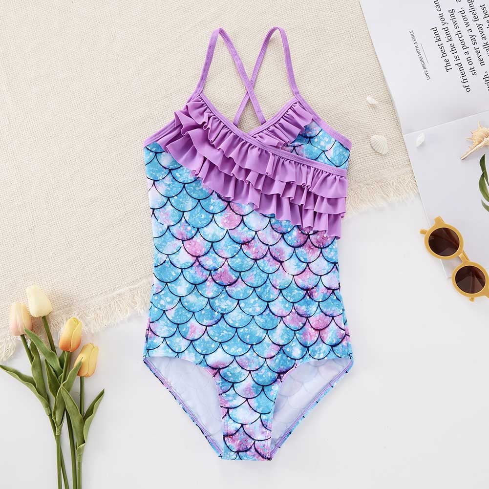 Girls One Piece Swimsuits, SILVERCELL 4-11T Toddler Big Girls Hawaiian ...