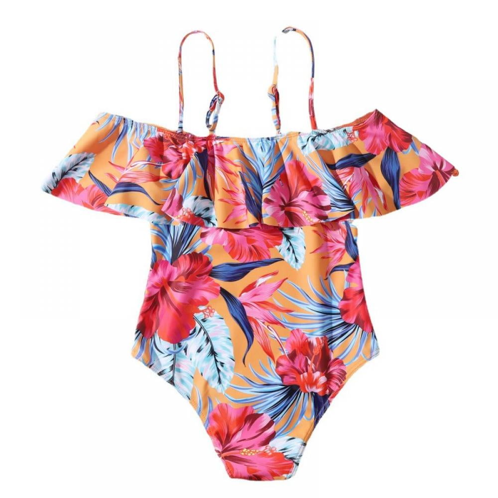 Girls One-Shoulder Swimsuit Toddler Swimsuit One Piece Swimwear Beach ...