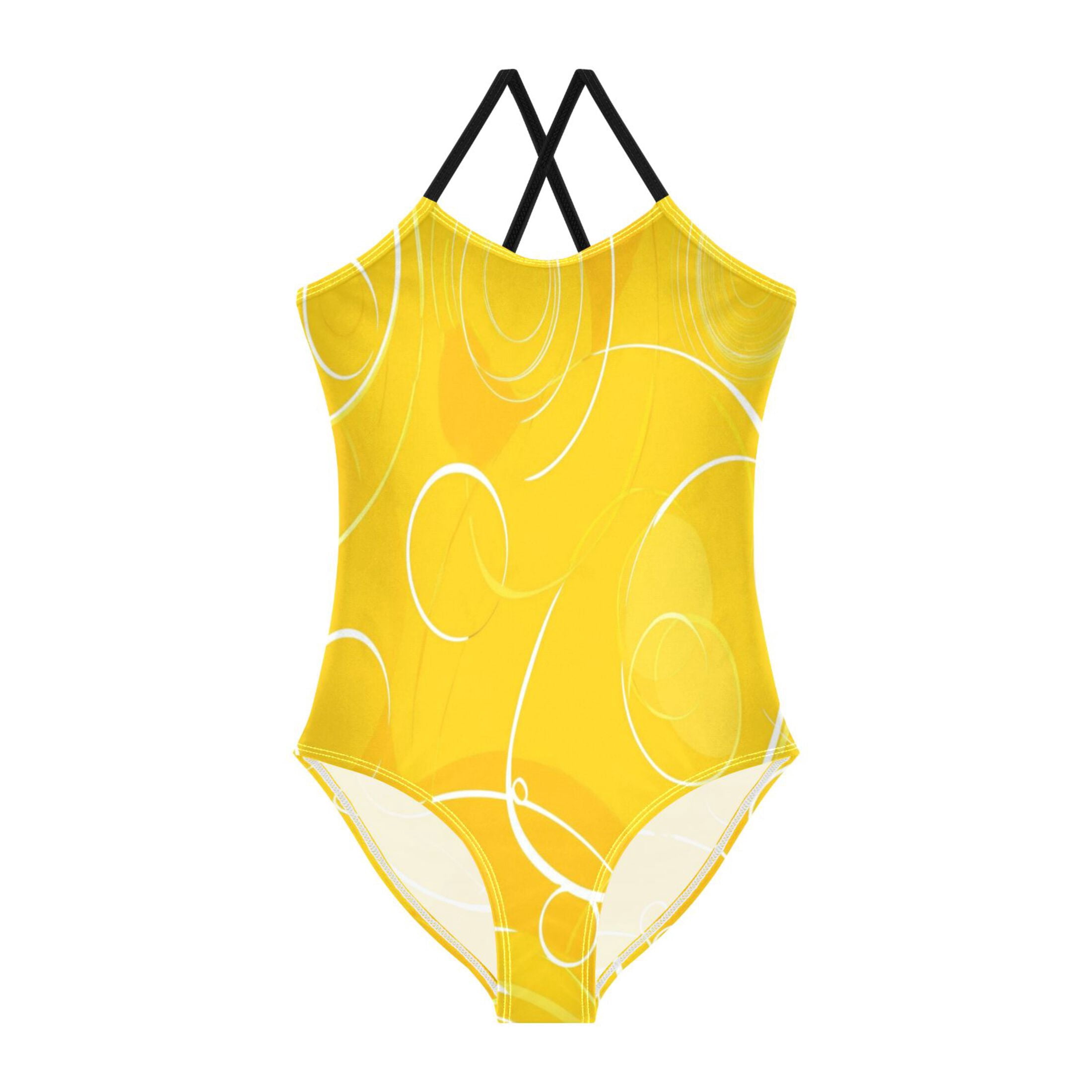 Girls' One-piece Swimsuit Cross Back Bathing Suit Beach Surfing Sizes ...