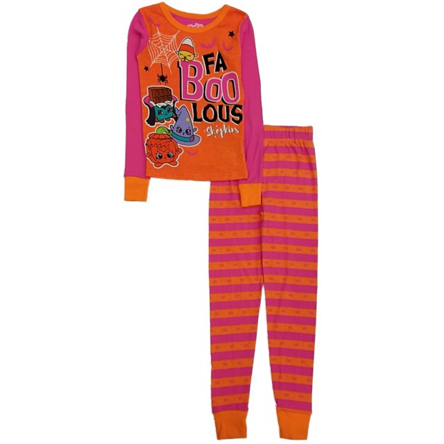 Girls Orange Shopkins Fa Boo Lous Halloween Pajama Set Sleep Set 4 ...