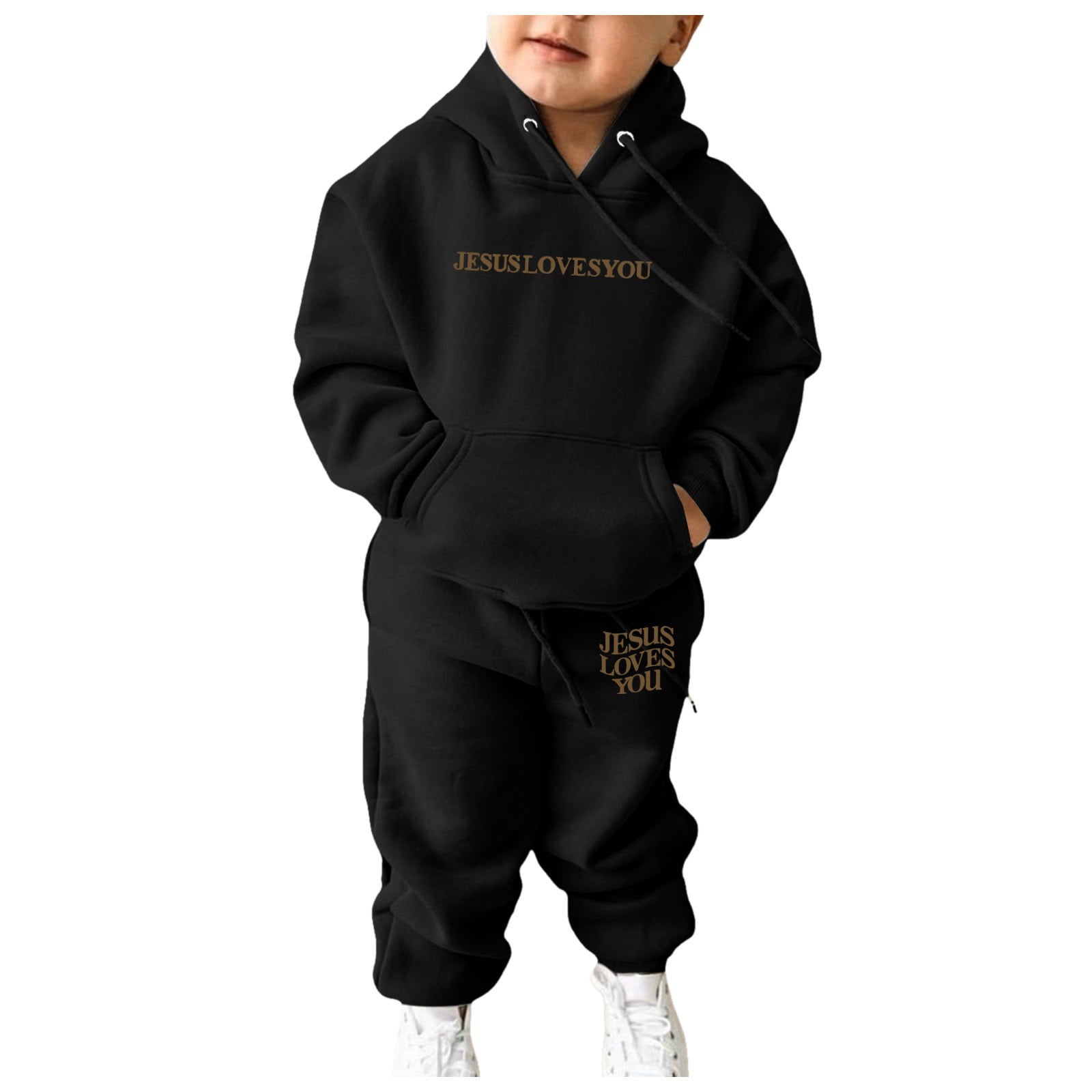 Girls Outfit Kids Jesus Print Tracksuit Two Piece Outfits Hoodie ...