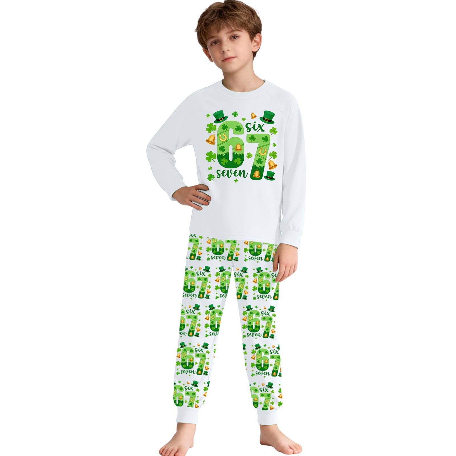 Girls Outfit Sets 67 Doodle Print Long Sleeve Cozy Loungewear Nightwear ...
