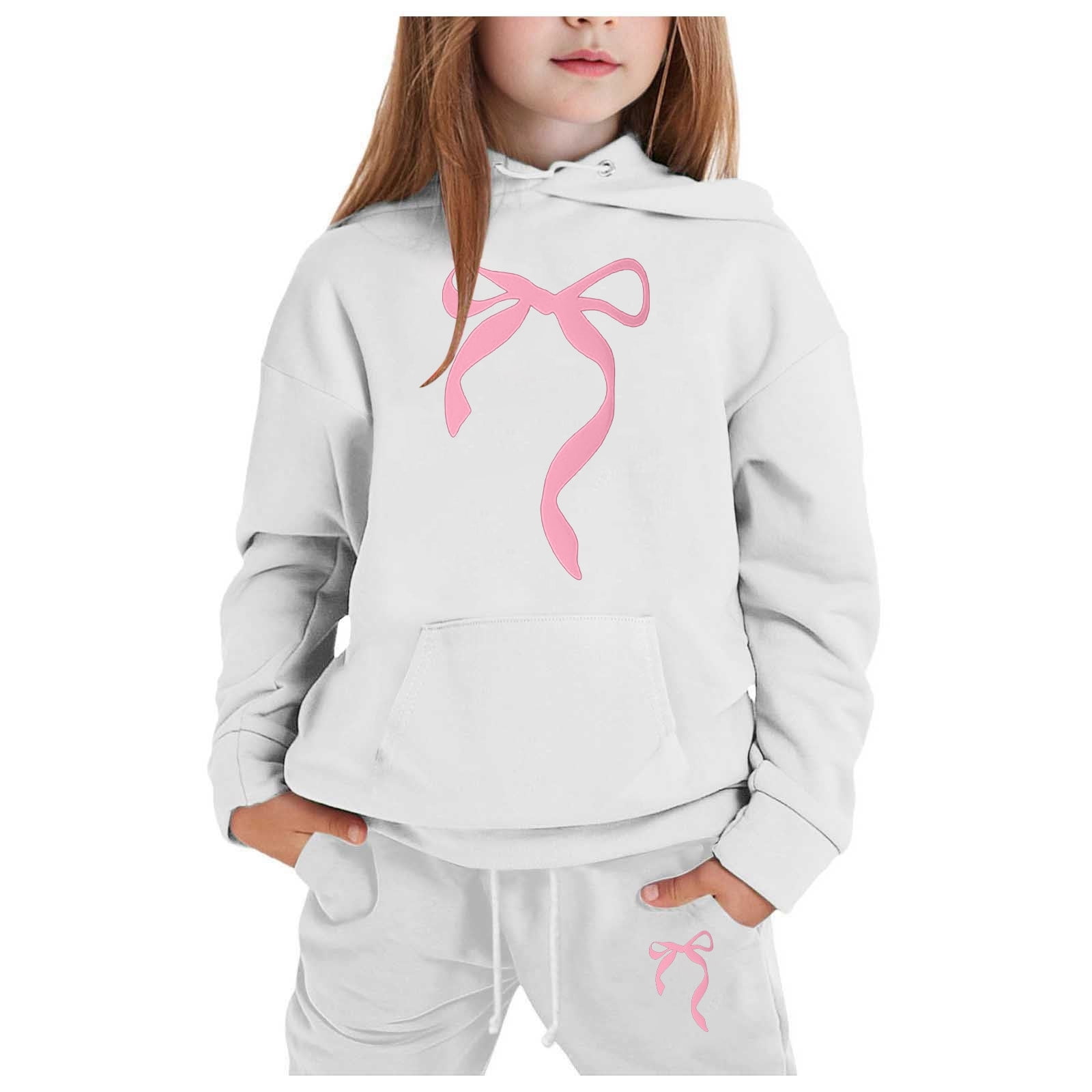Girls Outfit Sets Cute Bow Knot Printed Hoodies And Sweatpants 2 Piece ...