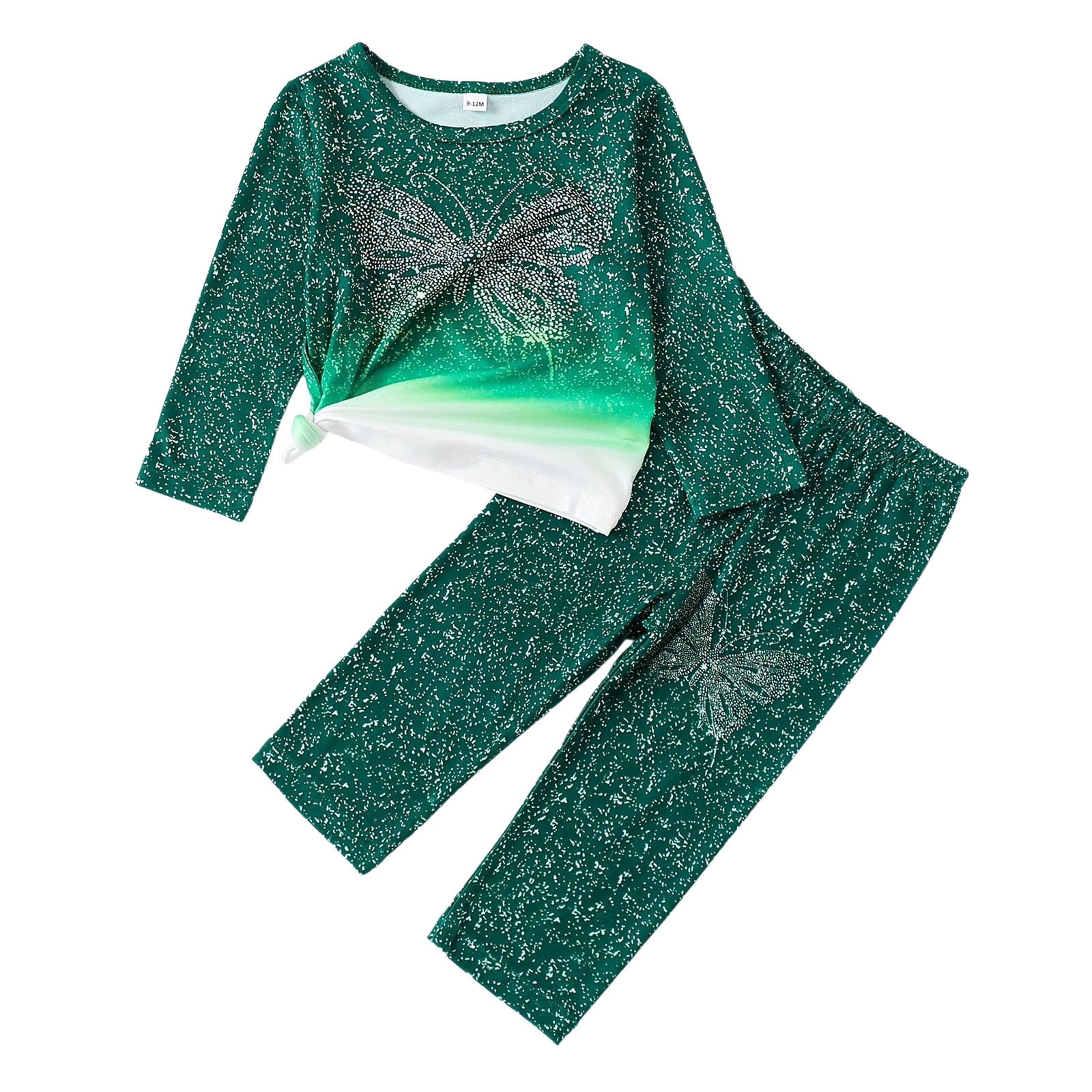 Girls Outfits Clothes Gradient Print Long Sleeve Top Pants Casual Sets ...