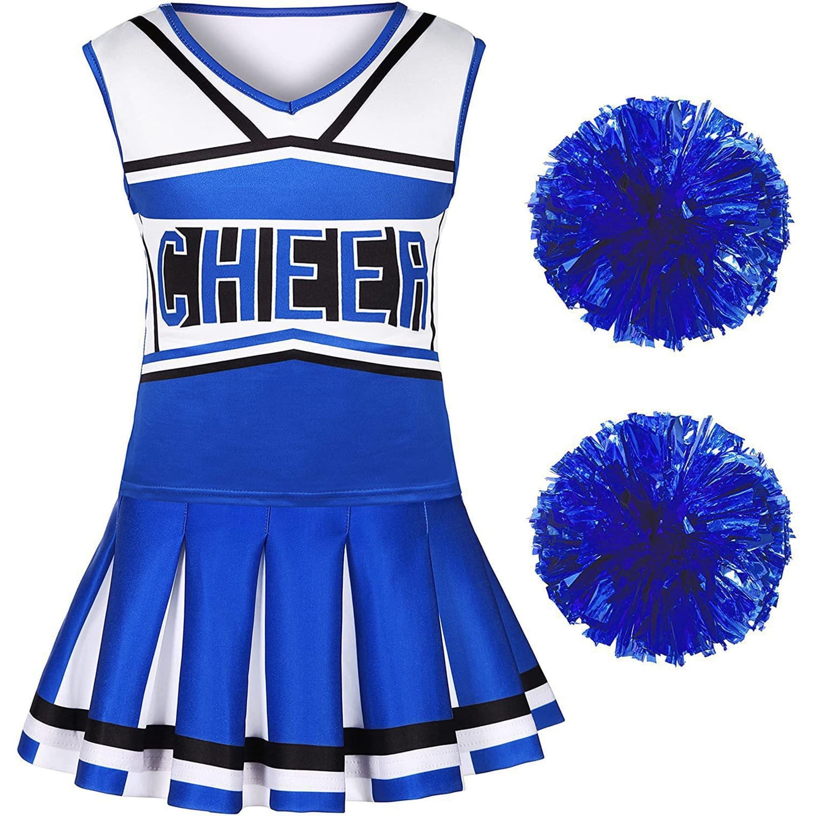 QWIED Girls Outfits Girls' Cheer Cheerleading Dress 3 Piece Sleeveless ...