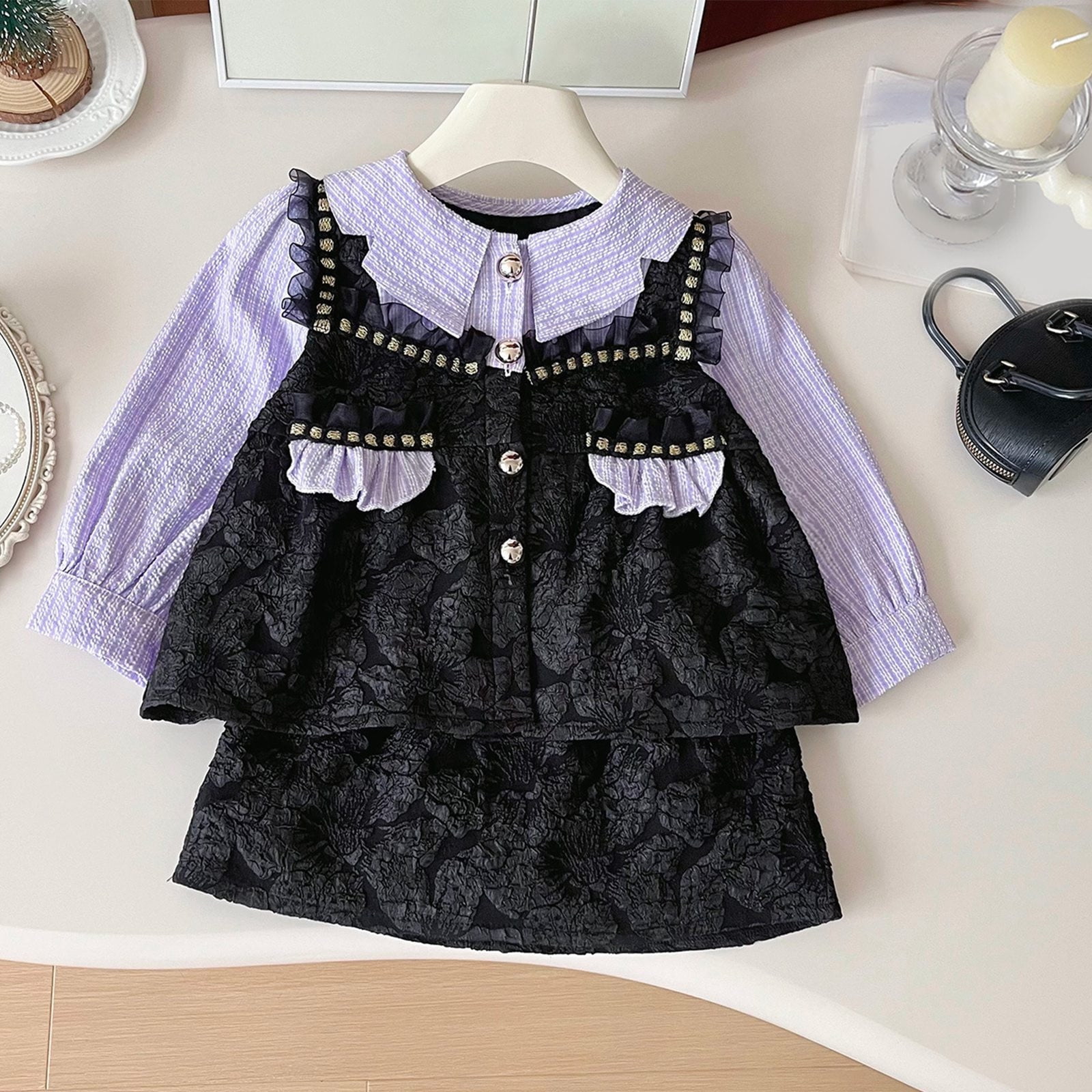 Girls Outfits Set Toddler Casual Long Sleeve Shirt And Skirt Two Piece Outfit For Spring Fall ...