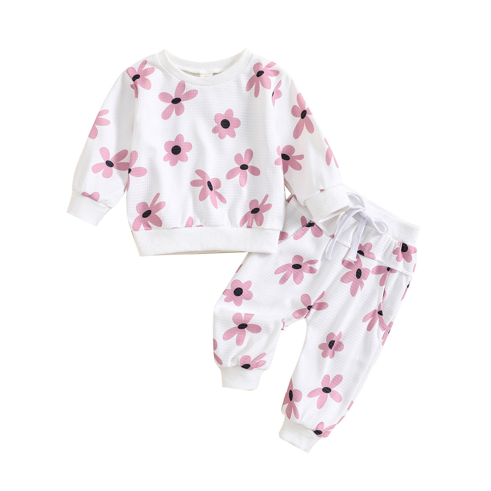 Girls Outfits Set Toddler Girls Winter Pants Outfits Flower Prints Long ...