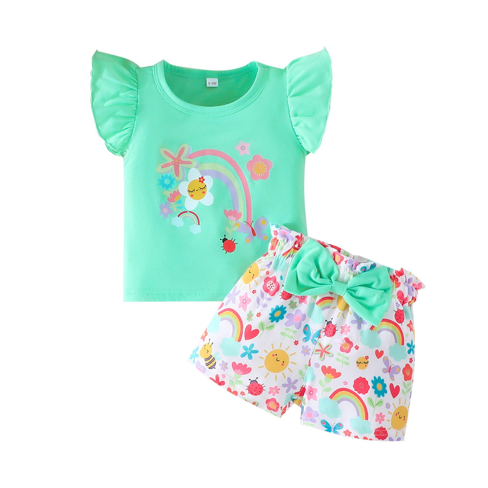 Girls Outfits Set Toddler Summer Clothes Floral Print Top And Shorts Two Piece Outfit For Baby ...
