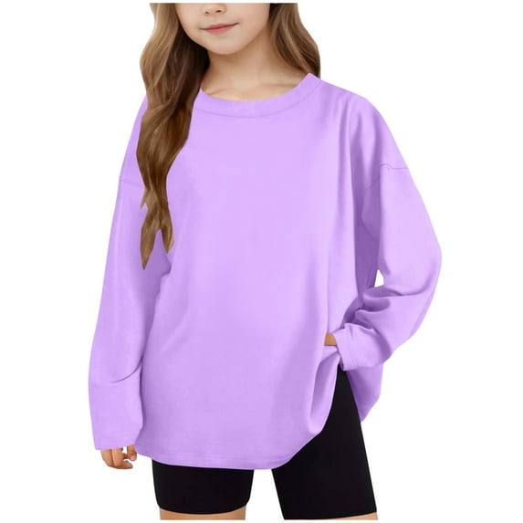 Girls Oversized Tshirts Kids Long Sleeve Crewneck Shirts Casual Loose ...