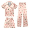 Girls P𝙖𝙟𝙖𝙢𝙖s 3 Piece Satin Button Down Pjs Short Sleeve Top Shorts ...
