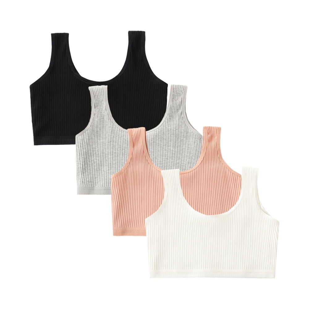 Girls Padded Training Starter Bras Sports Seamless Cotton Cami Everyday ...