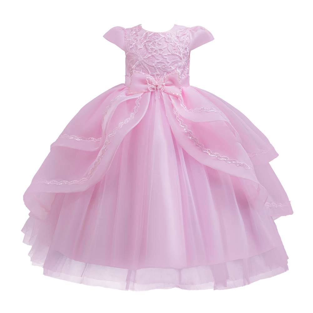 Girls Pageant Princess Winged Sleeve Flower Dress, Kids Wedding ...