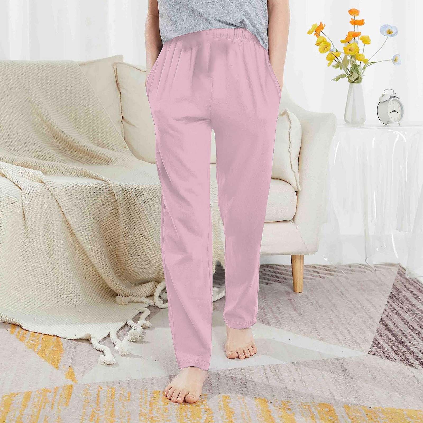 Girls Pajama Pants Soft Cotton Sleep Lounge Bottoms with 2 Pockets, 4 ...