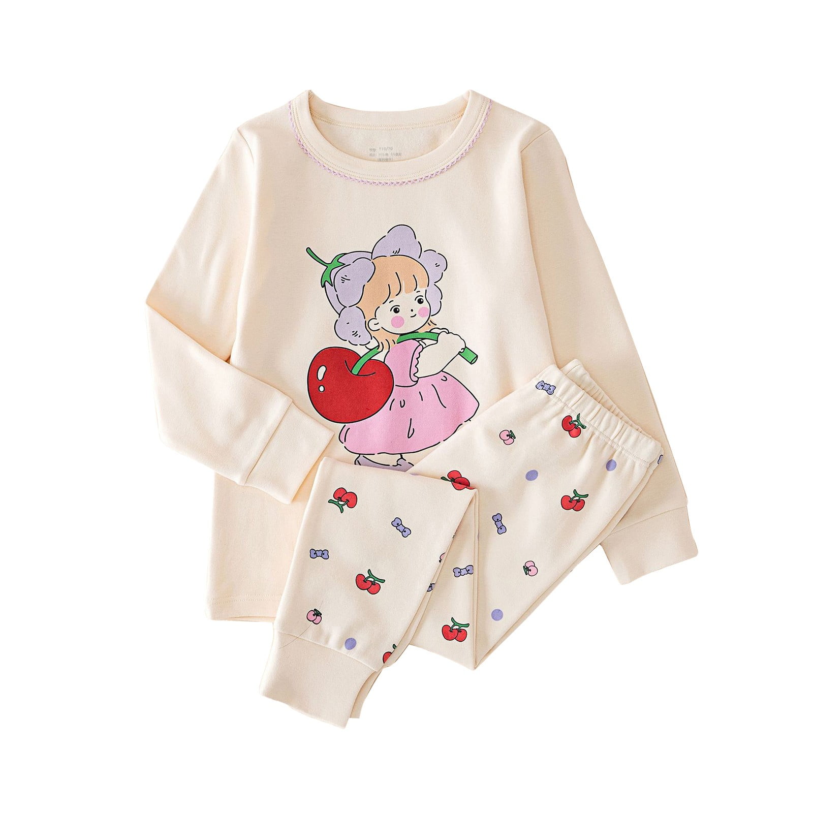 Girls Pajamas 2 Piece Round Neck Cute Character Pattern Toddler Boys ...