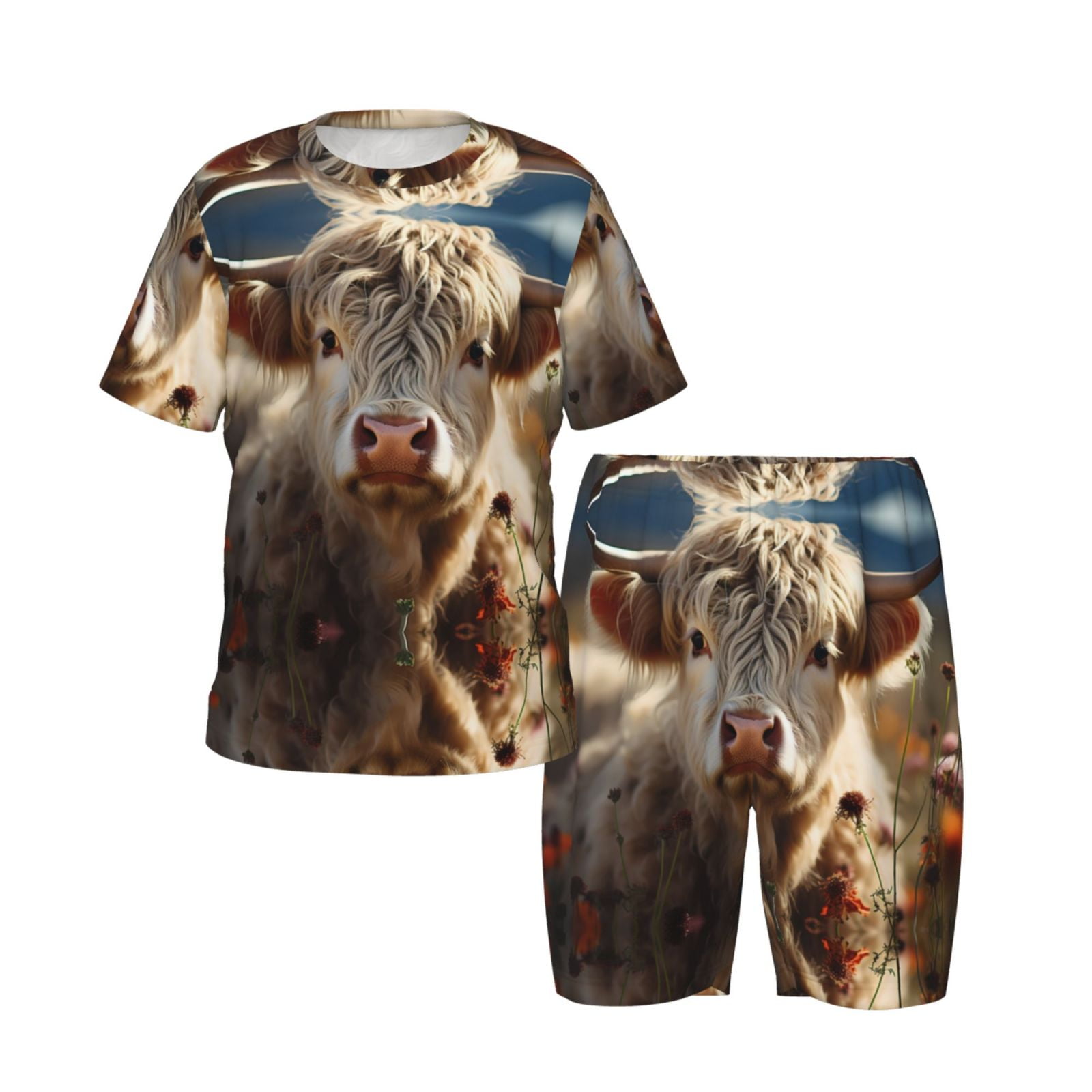 Girls Pajamas Adorable Flower Field Cow Toddler Boy Girl 2 Piece ...