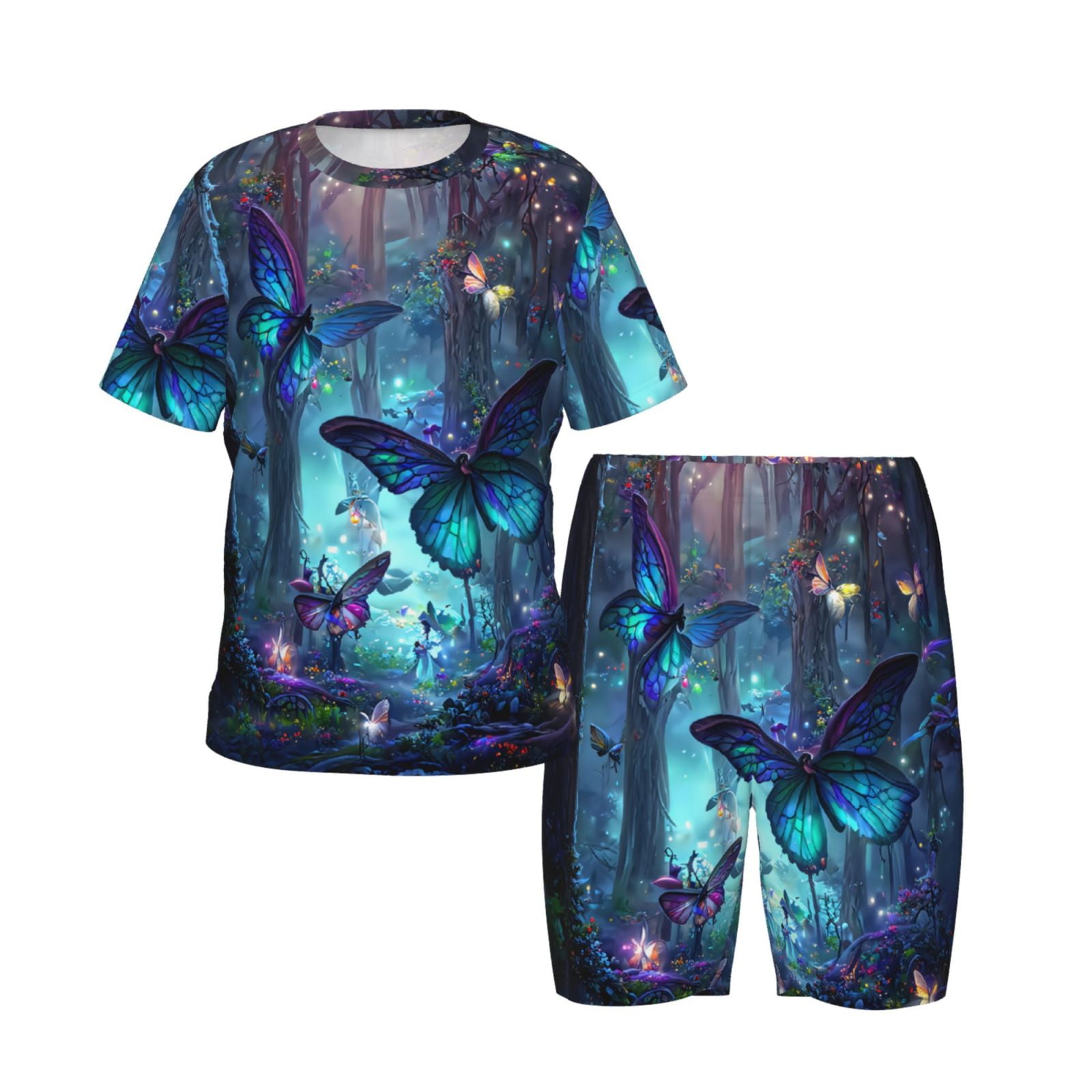 Girls Pajamas Blue Butterfly Forest Fantasy Toddler Boy Girl 2 Piece ...