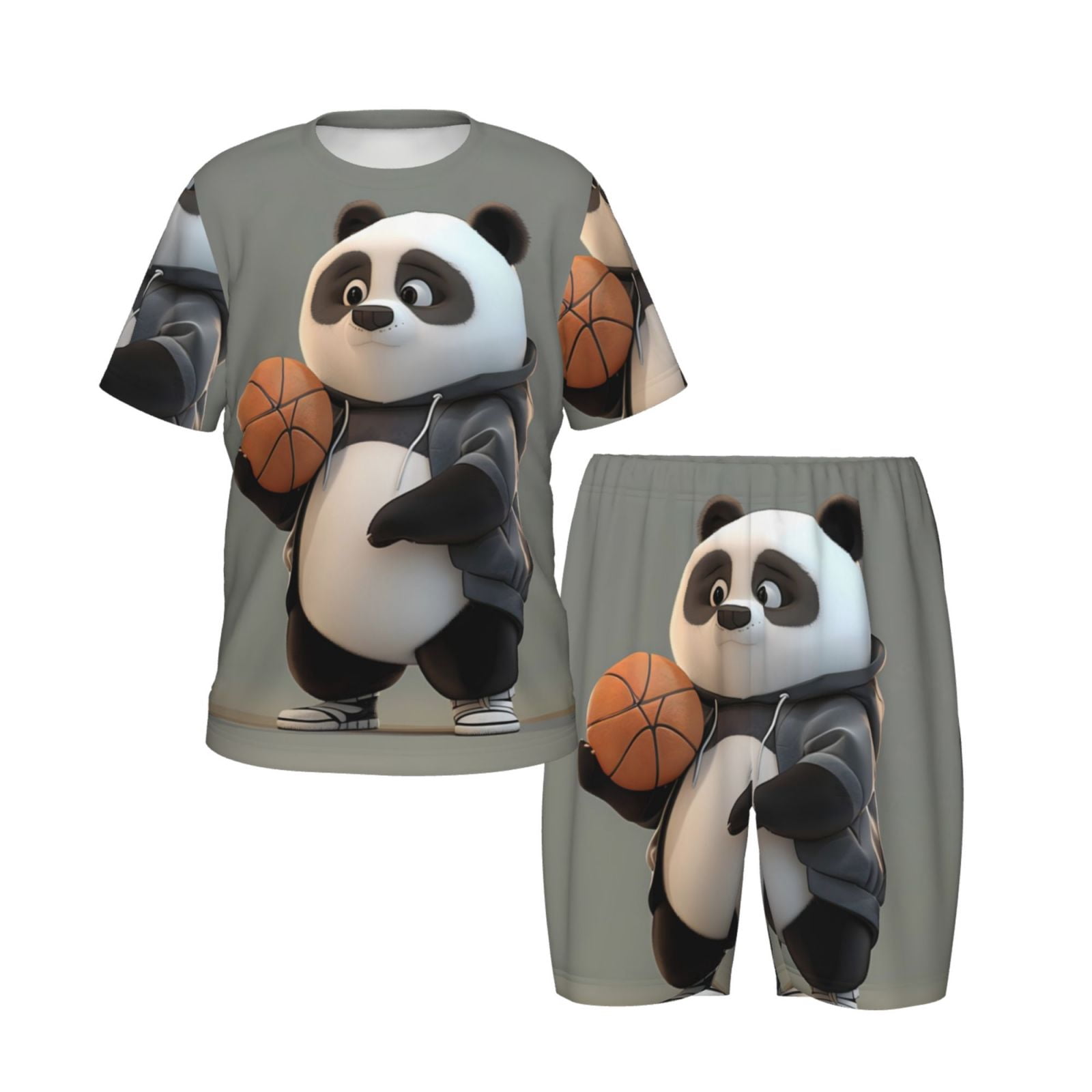 Girls Pajamas Cartoon Pandas Basketball Toddler Boy Girl 2 Piece ...