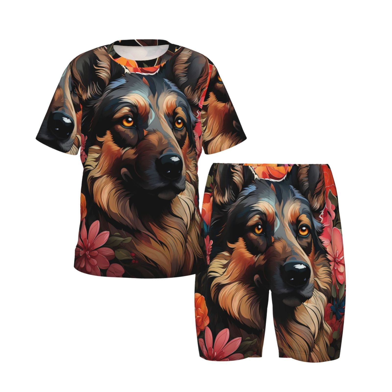 Girls Pajamas Colorful Flower German Shepherd Toddler Boy Girl 2 Piece ...