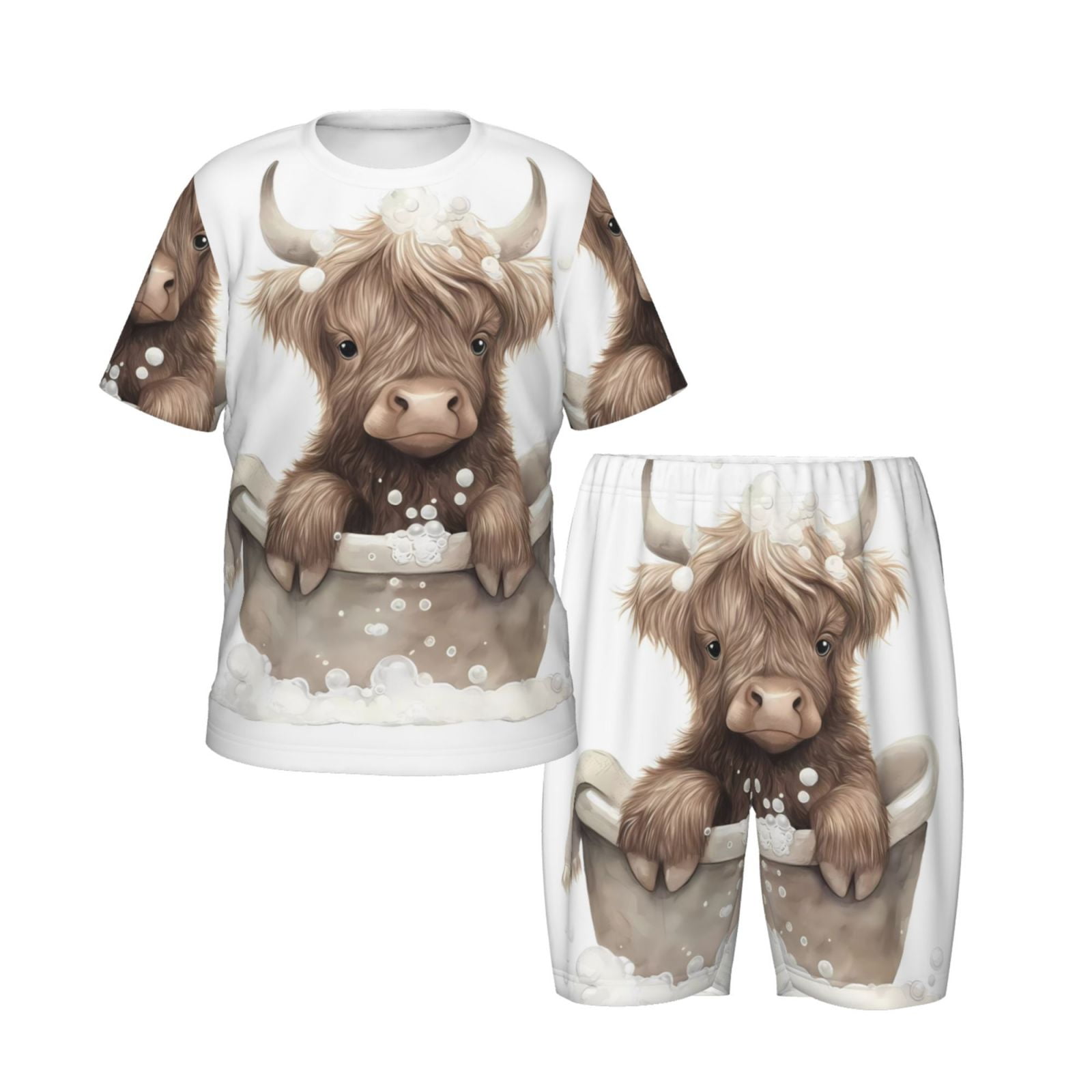 Girls Pajamas Cute Cow Bath Toddler Boy Girl 2 Piece Pajamas, Short ...