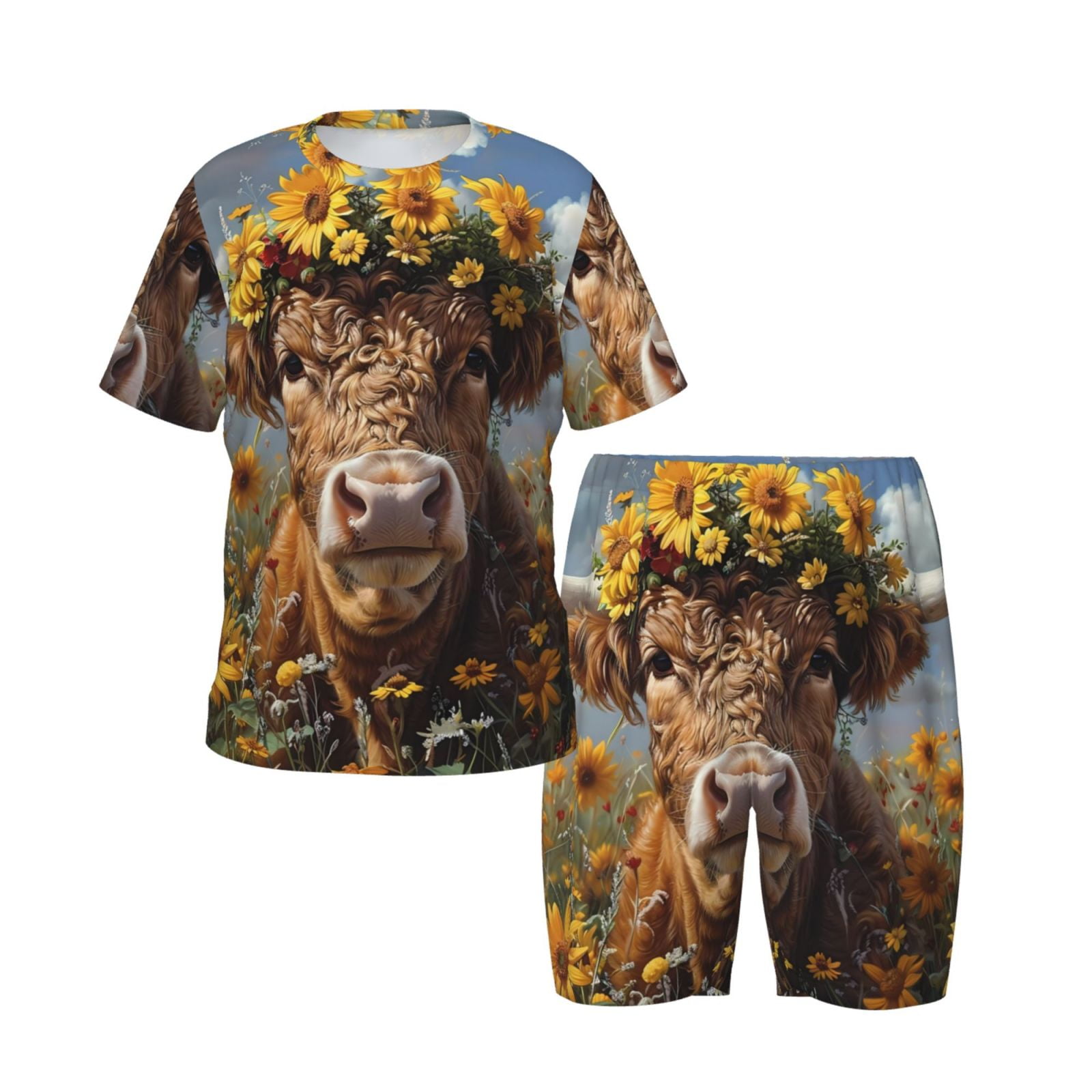 Girls Pajamas Cute Cow Sunflower Crown A Toddler Boy Girl 2 Piece ...