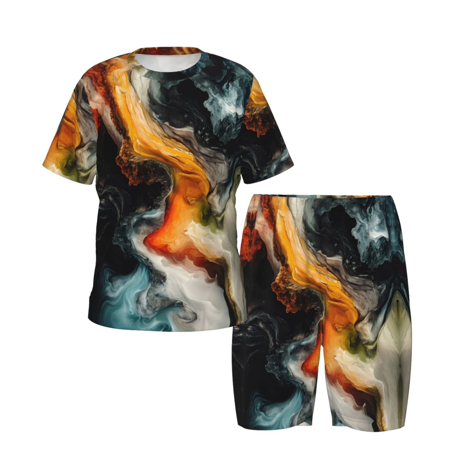 Girls Pajamas Fiery Marble Flow Toddler Boy Girl 2 Piece Pajamas, Short ...
