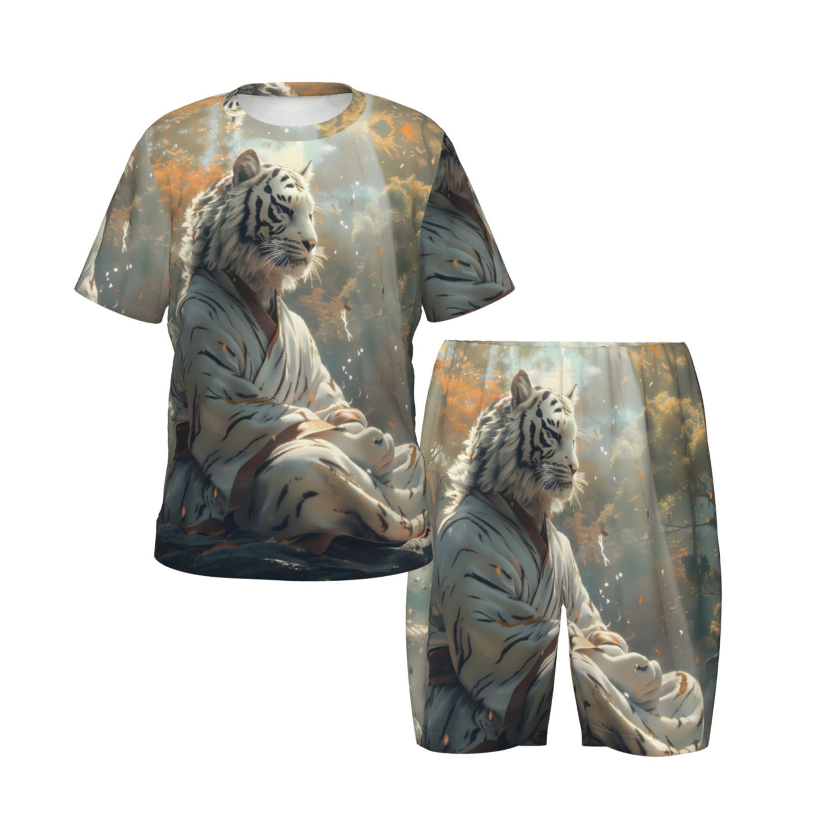 Girls Pajamas Forest Meditating White Tiger Toddler Boy Girl 2 Piece ...
