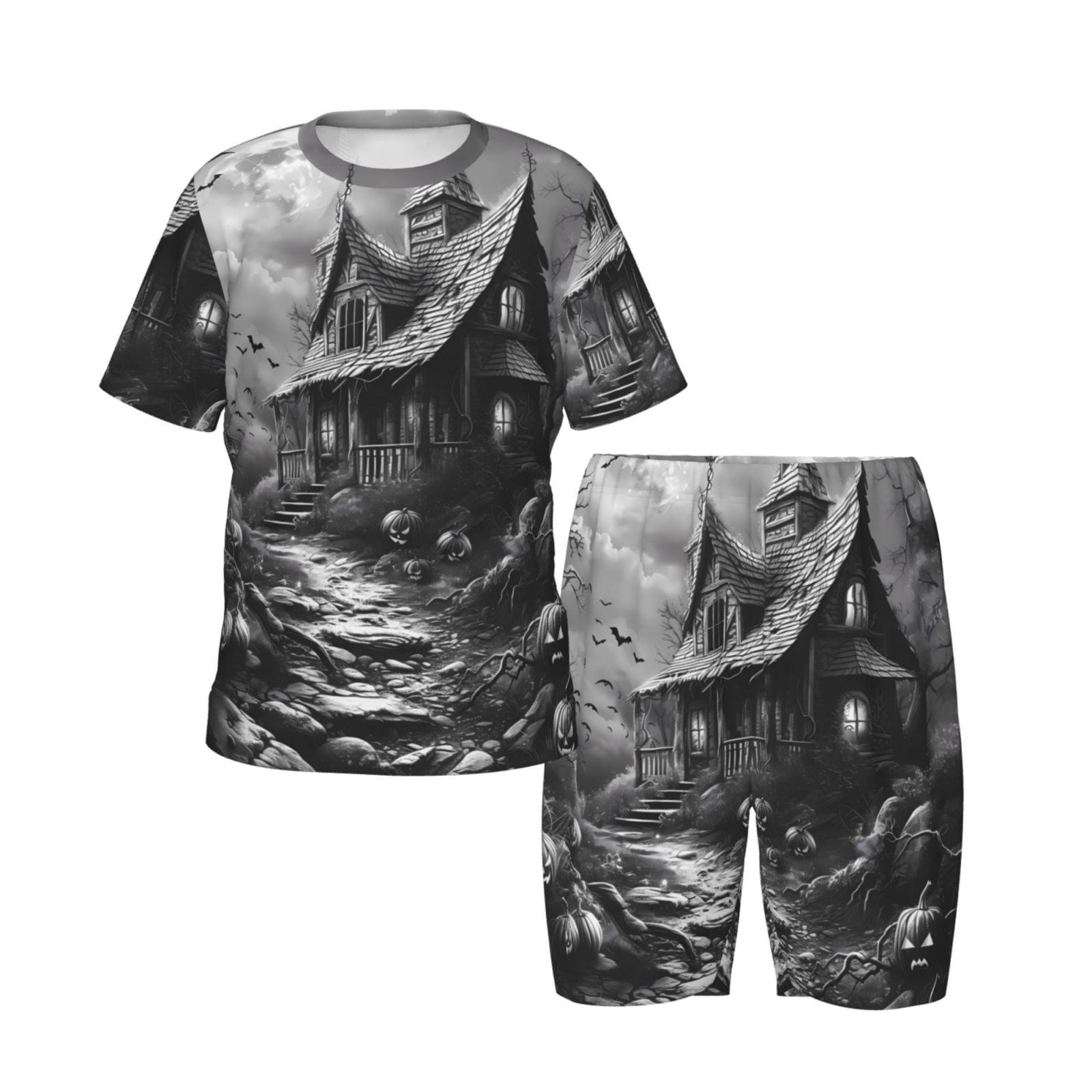 Girls Pajamas Halloween Haunted House Path Toddler Boy Girl 2 Piece ...