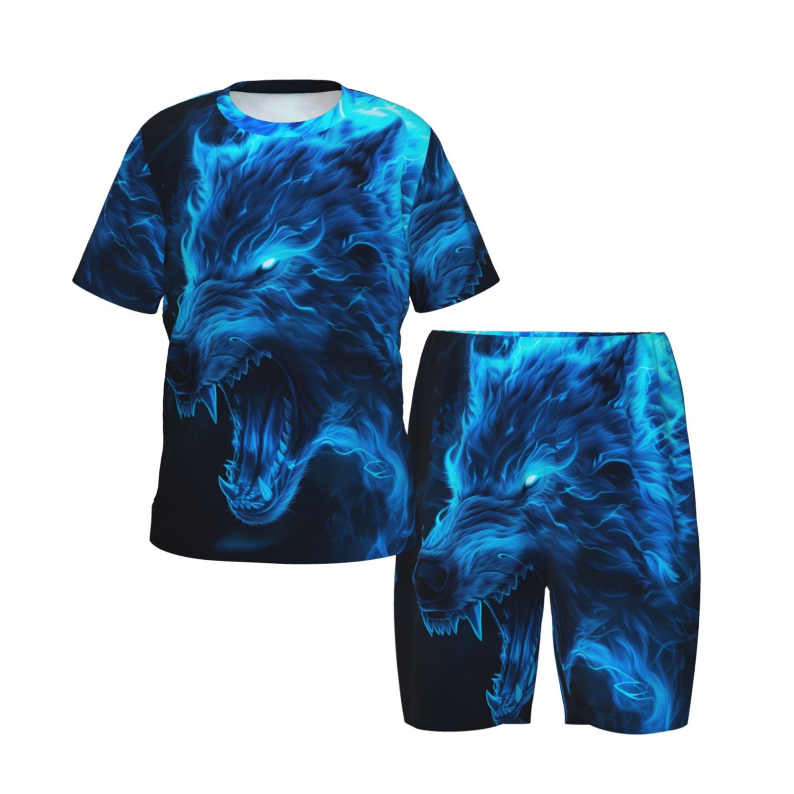 Girls Pajamas Ice Blue Fire Wolf Toddler Boy Girl 2 Piece Pajamas ...