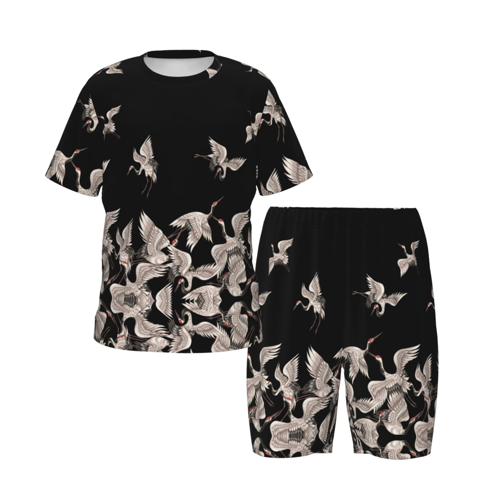 Girls Pajamas Japanese White Crane Toddler Boy Girl 2 Piece Pajamas ...