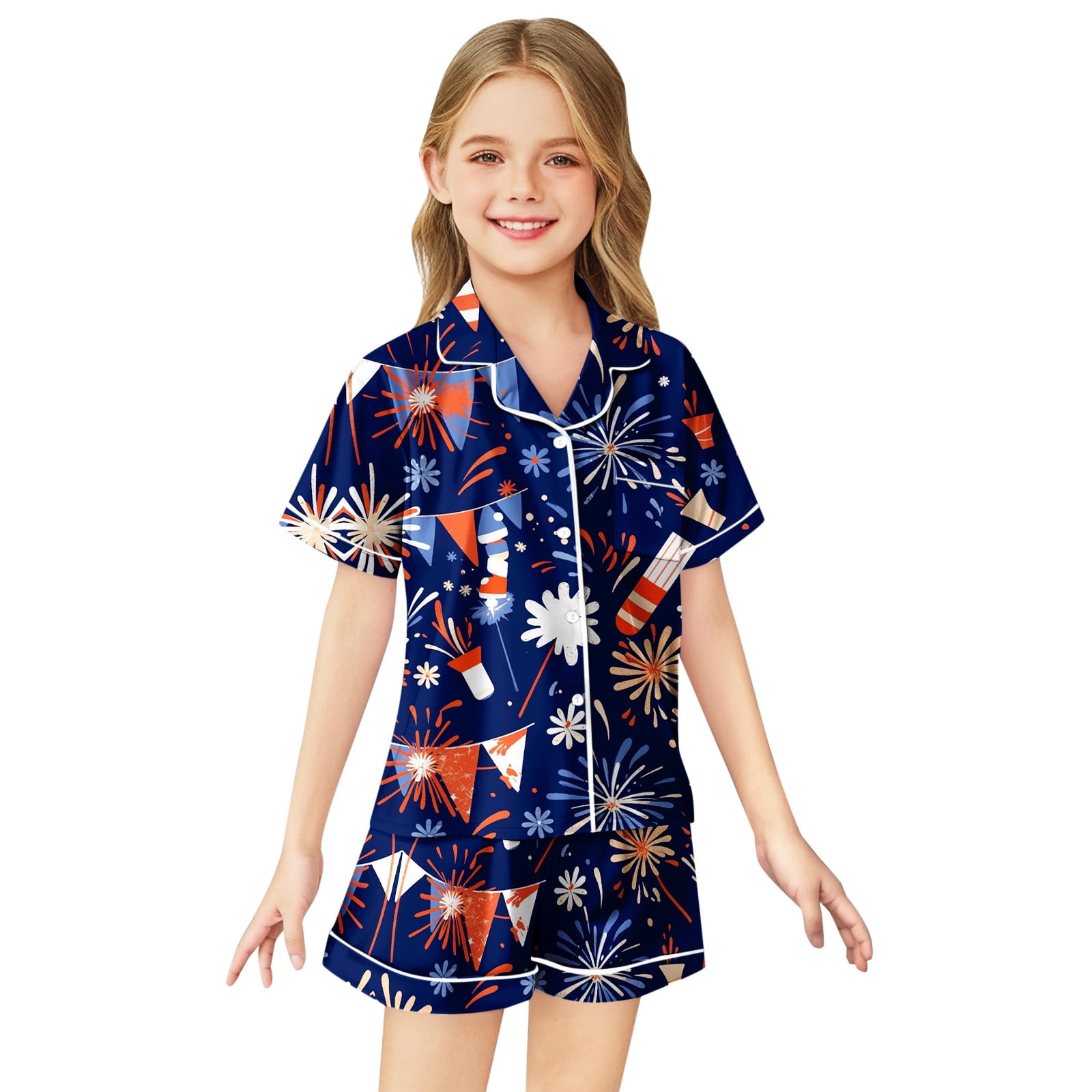 Girls Pajamas Kids Girls Independence Day Sleepwear 4Th of July Printed ...