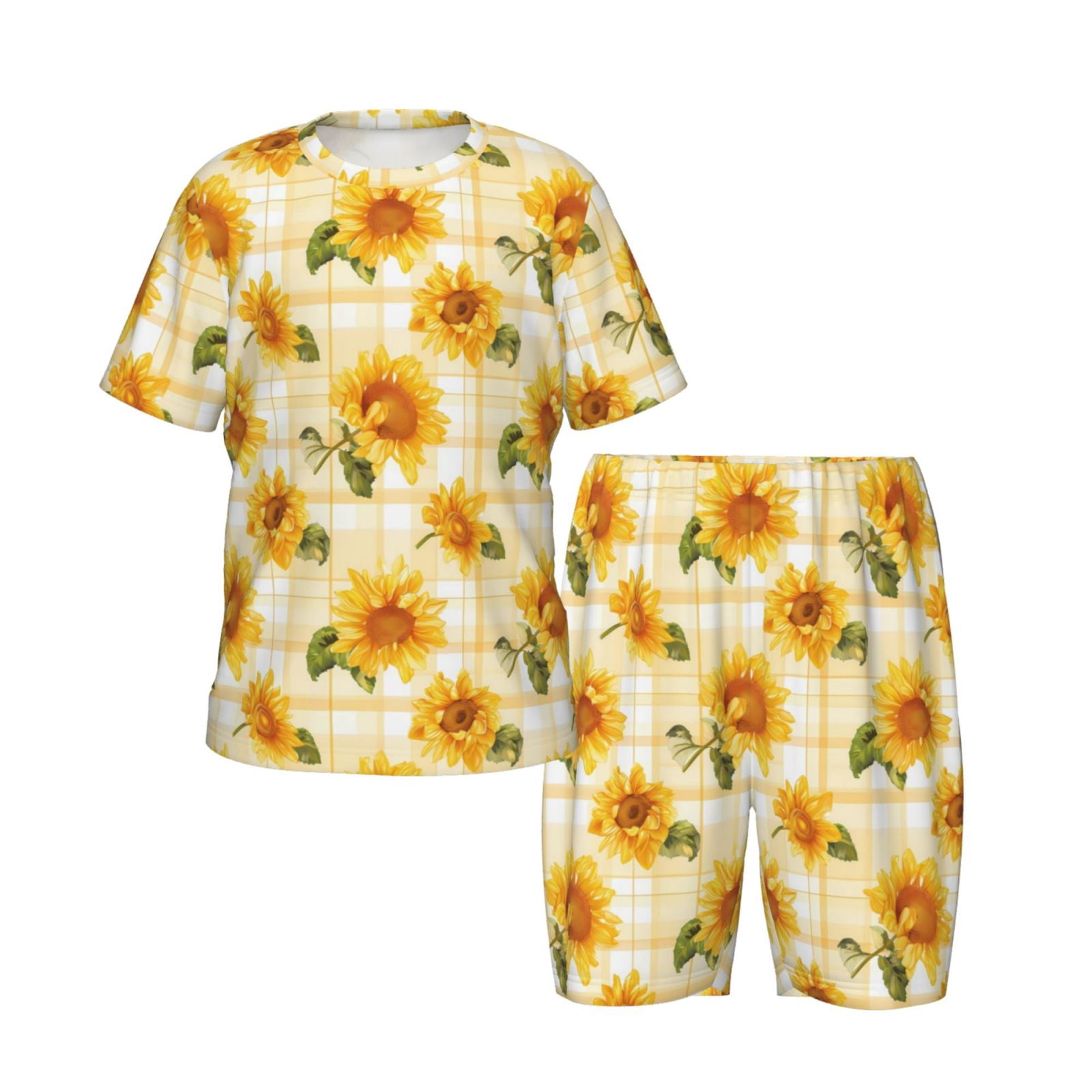Girls Pajamas Light Yellow Plaid Sunflower Toddler Boy Girl 2 Piece ...