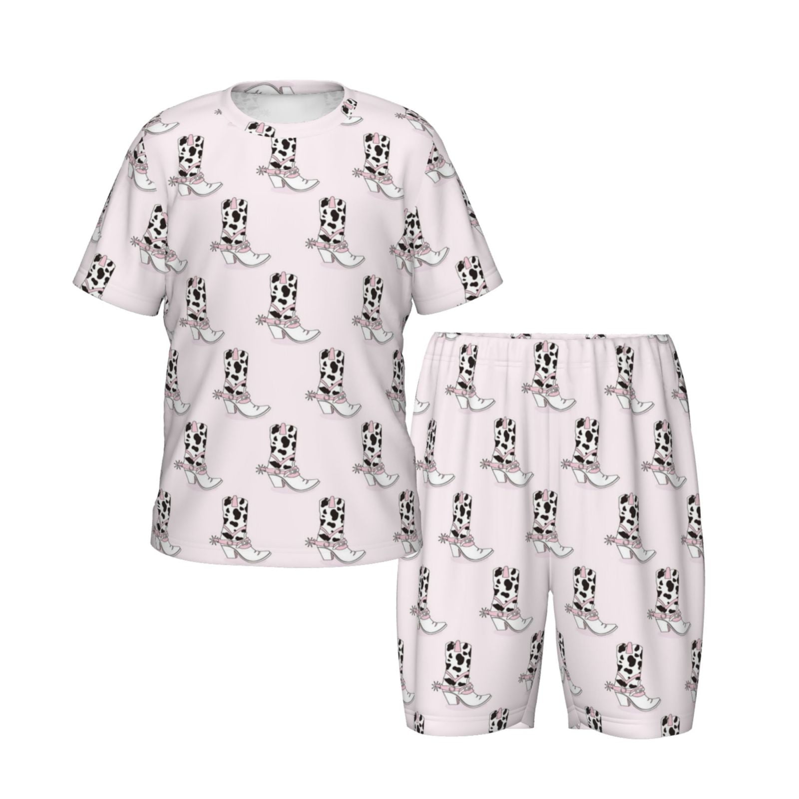 Girls Pajamas Modern Cartoon Cow Print Boots Toddler Boy Girl 2 Piece ...