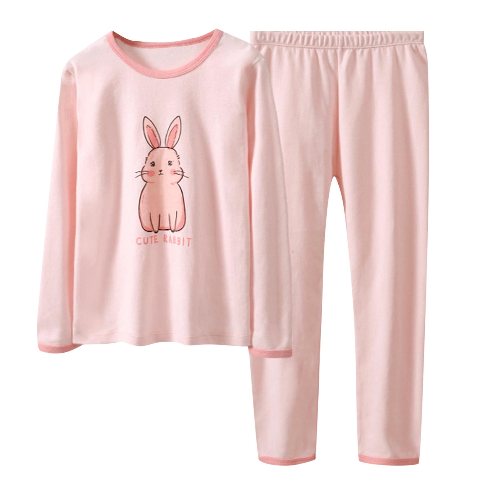 Girls Pajamas Outfit Set Long Sleeve Cotton Blend Tops Pants 2 Piece Pj ...